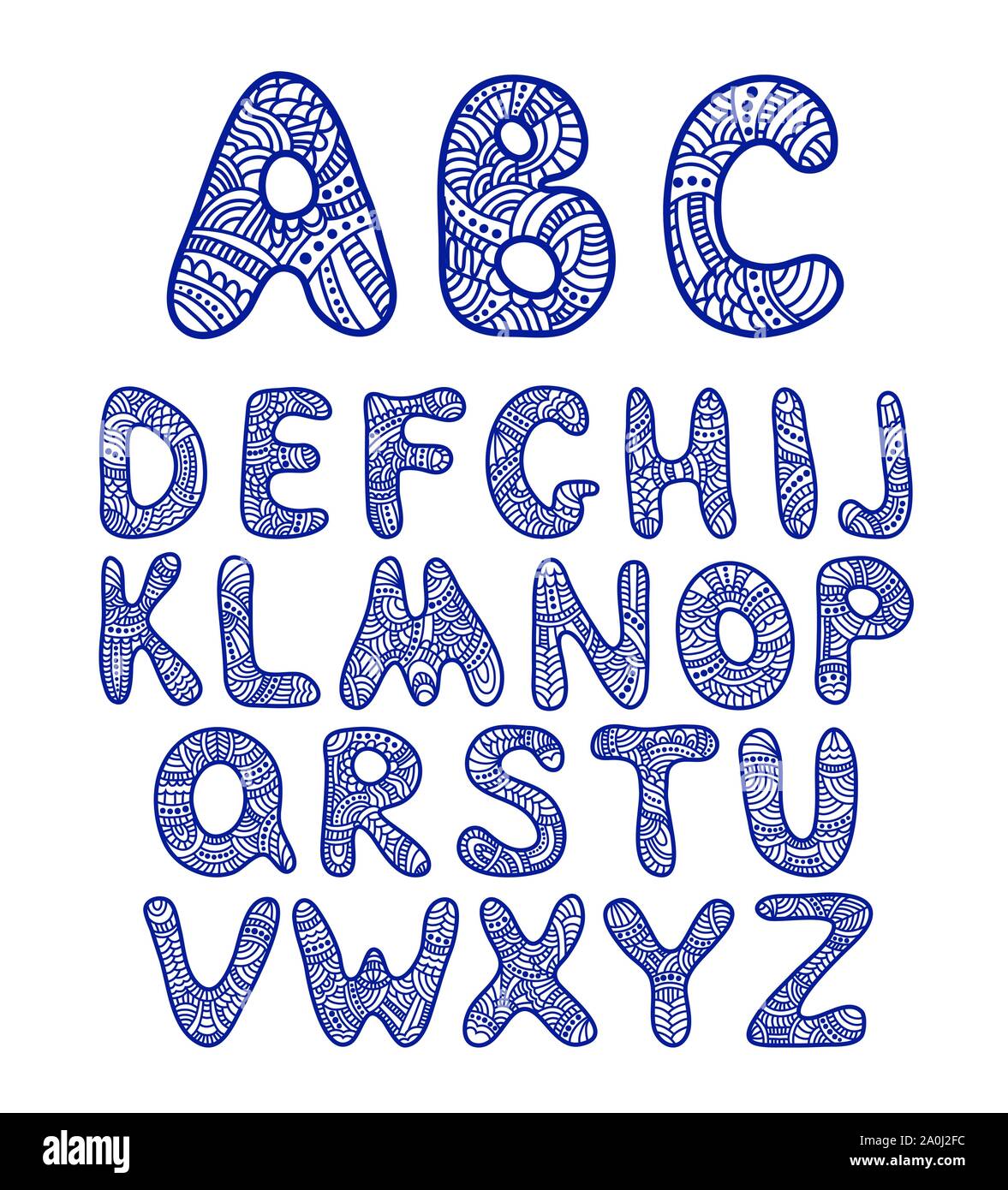 Doodle hand drawn funny alphabet Stock Vector Image & Art - Alamy