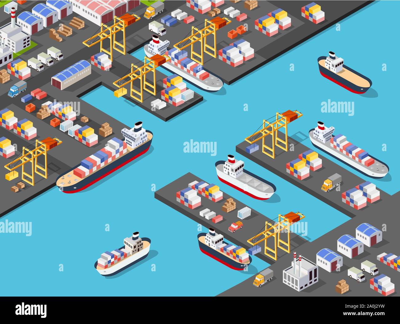 Isometric port cargo ship Stock Vector Image & Art - Alamy