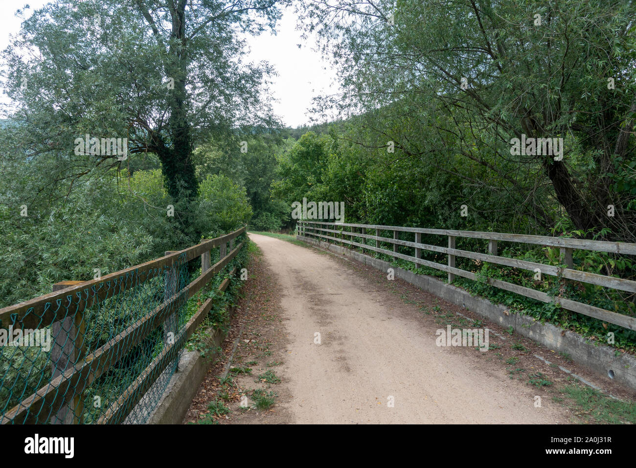 The green way of the carrilet path of Olot, Spain Stock Photo - Alamy