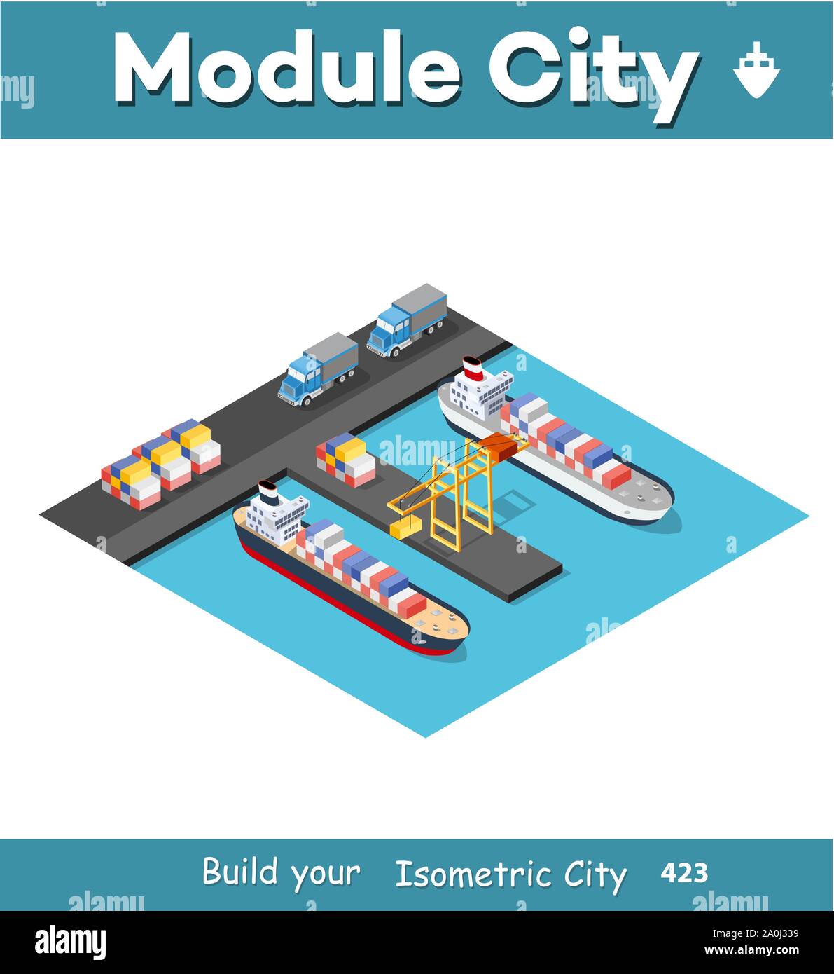 Isometric port cargo ship Stock Vector Image & Art - Alamy