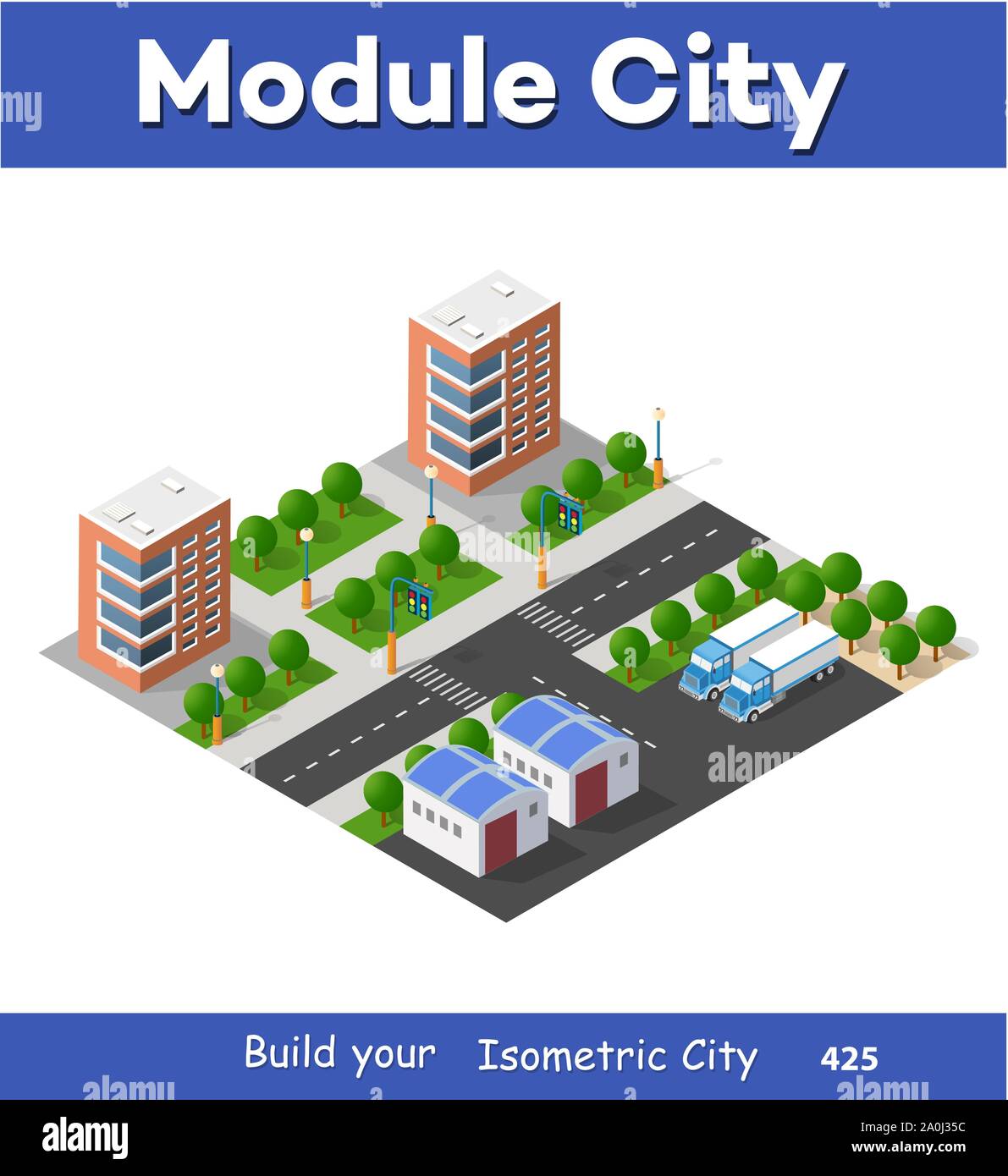 Isometric set module city Stock Vector Image & Art - Alamy