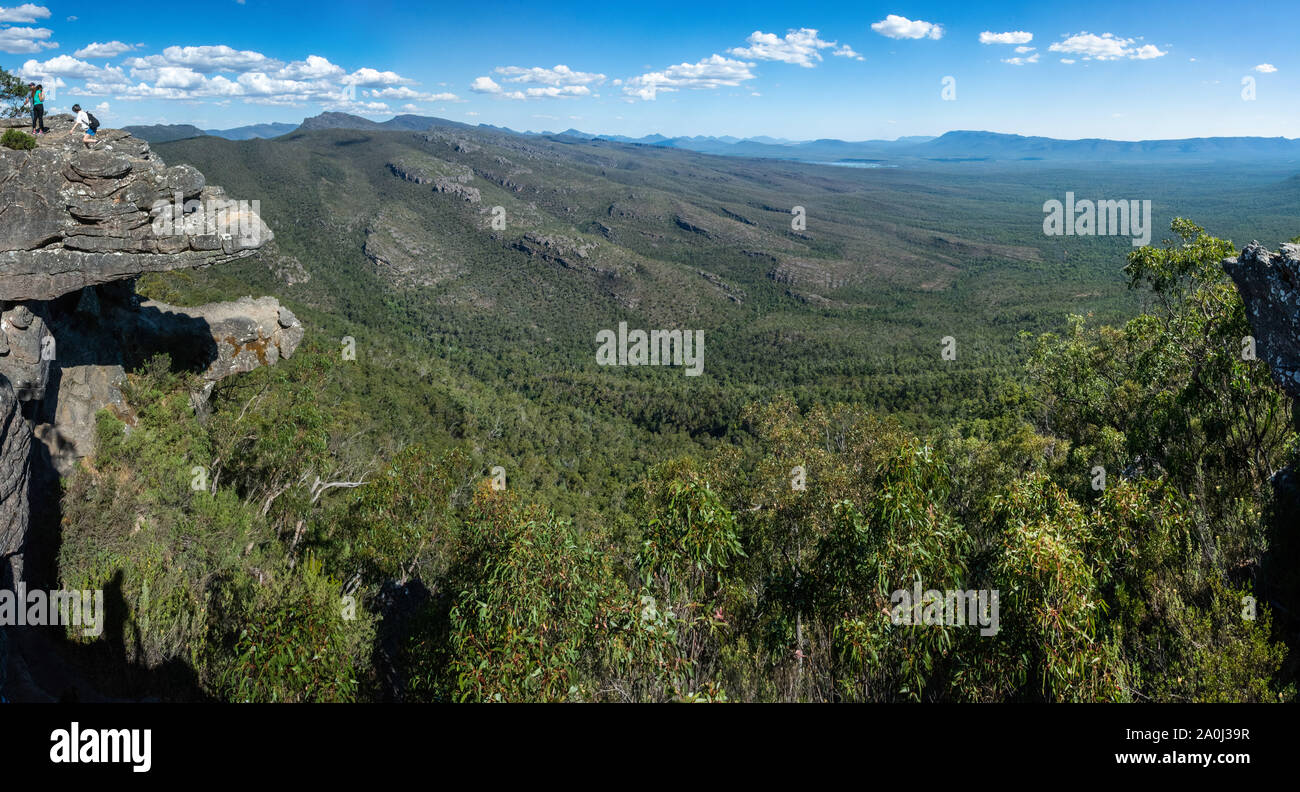 Rock formations known as the Balconies at Reed Lookout in the Grampians ...