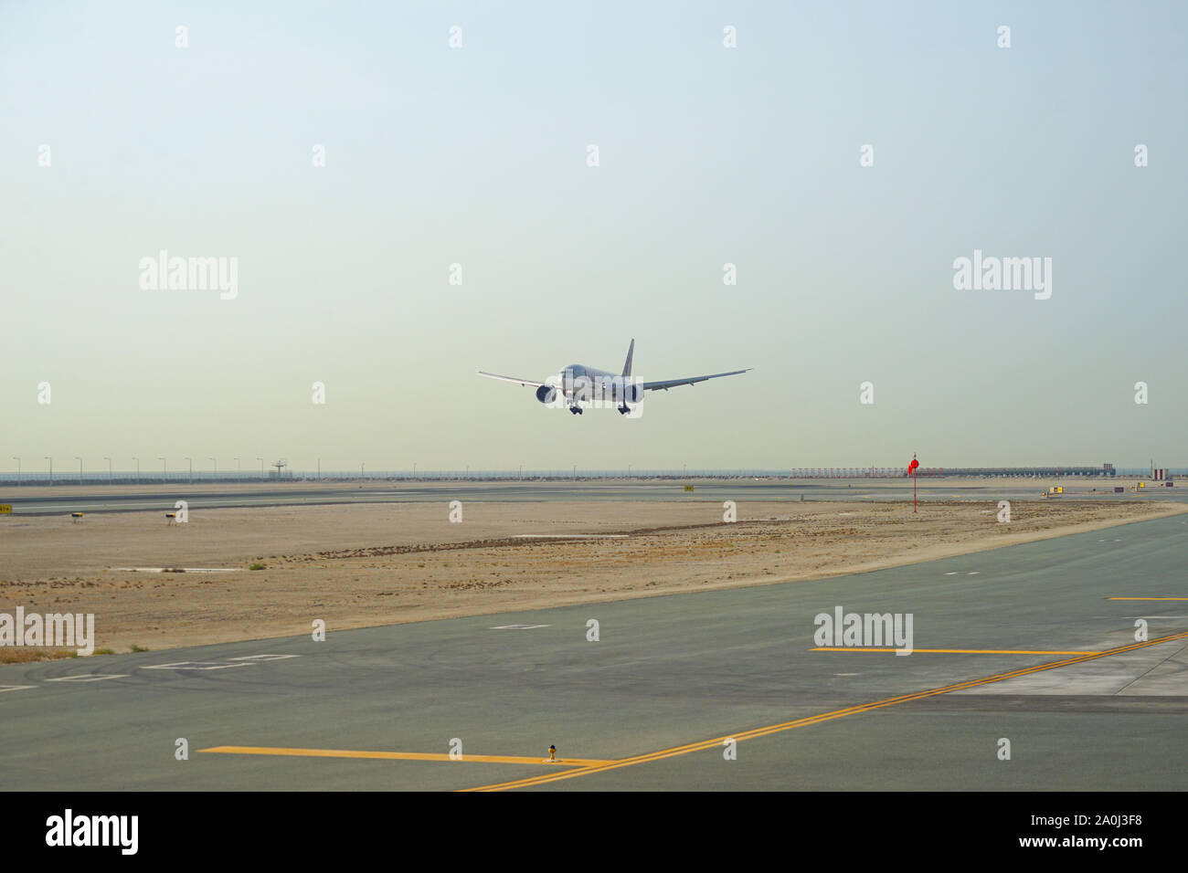 DOHA, QATAR -17 JUN 2019- View of an airplane from Qatar Airways cargo ...