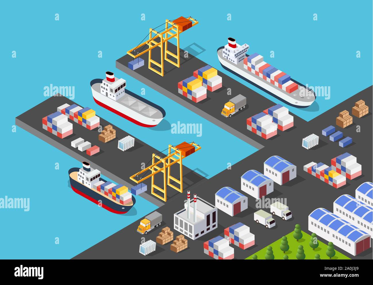 Isometric port cargo ship Stock Vector Image & Art - Alamy