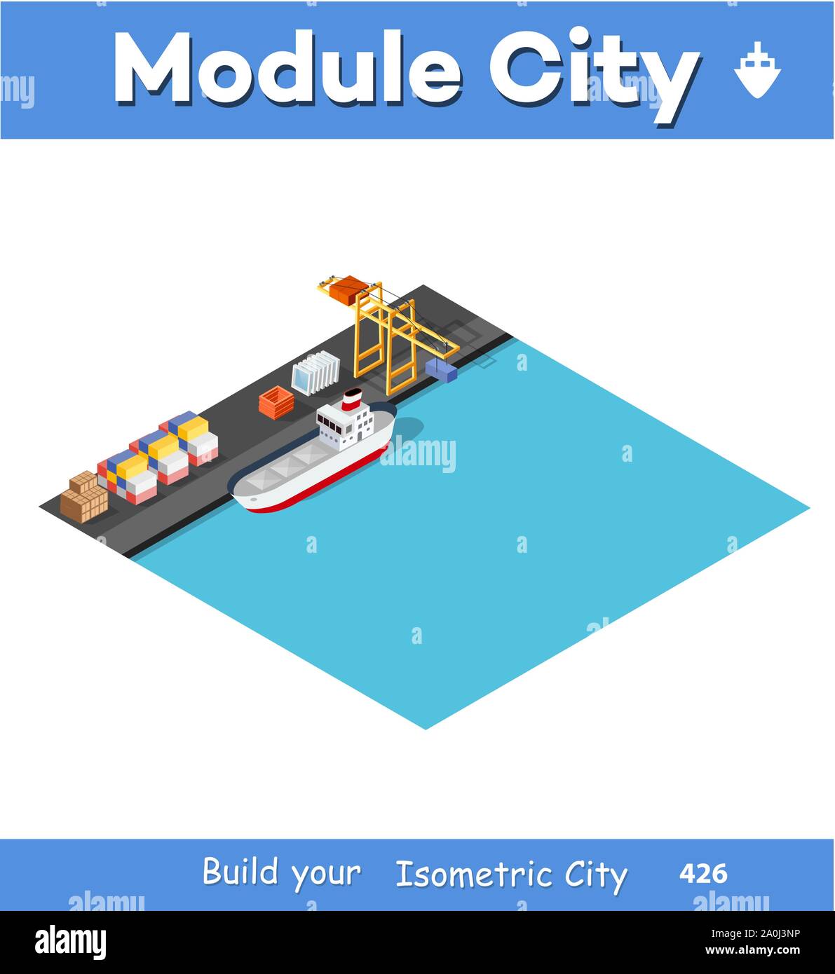 Isometric port cargo ship Stock Vector Image & Art - Alamy