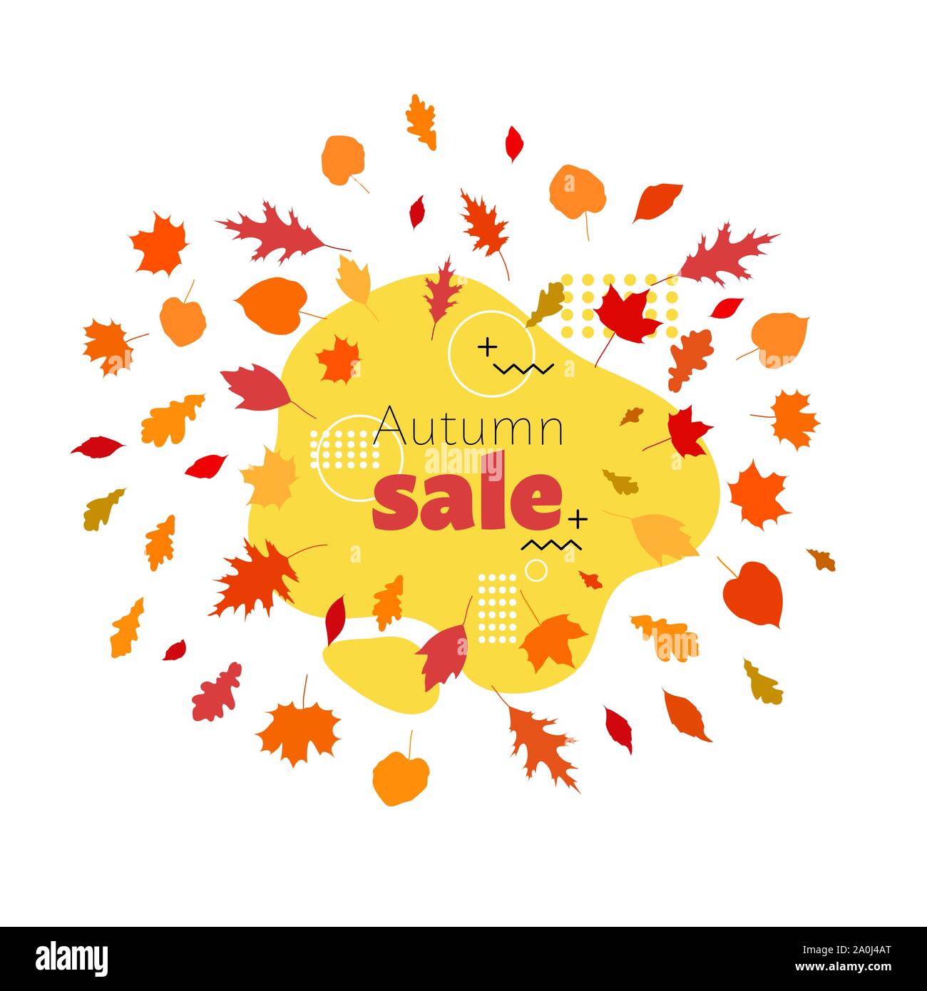 Promotional banner in memphis style with text autumn sale, fall ...