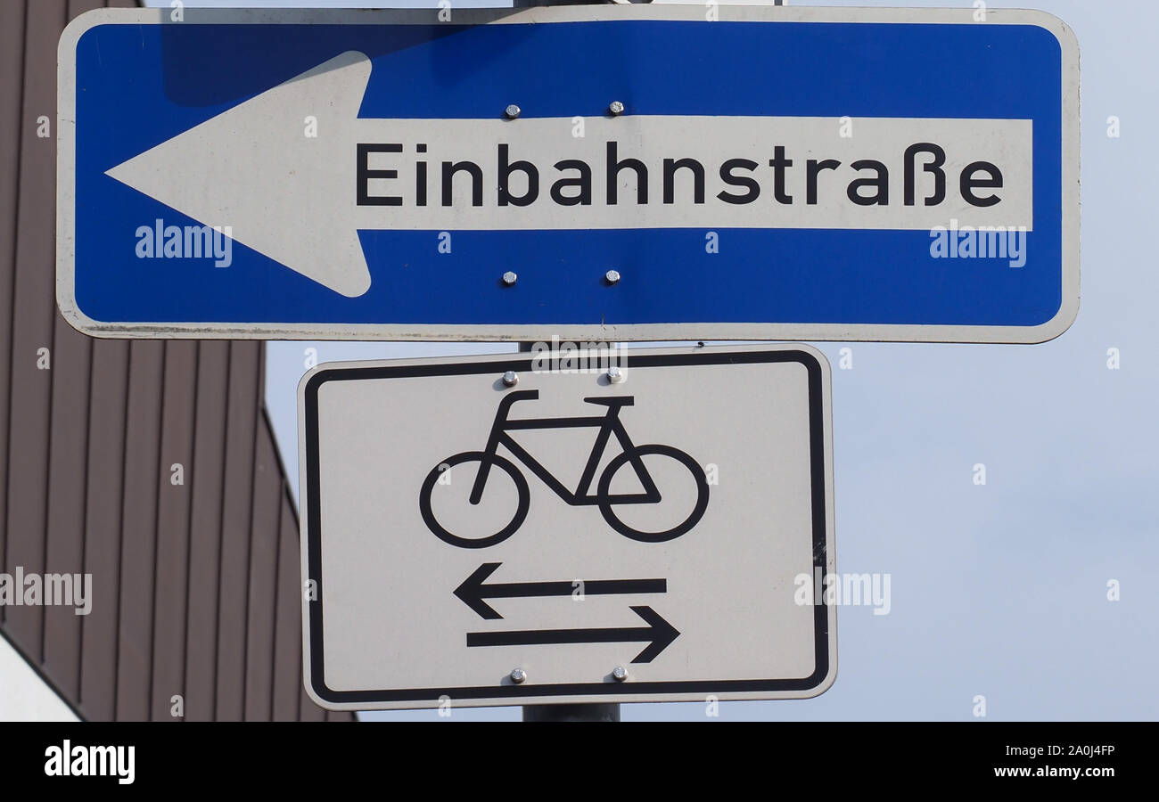 Einbahnstrasse (meaning One way in german) traffic sign Stock Photo - Alamy
