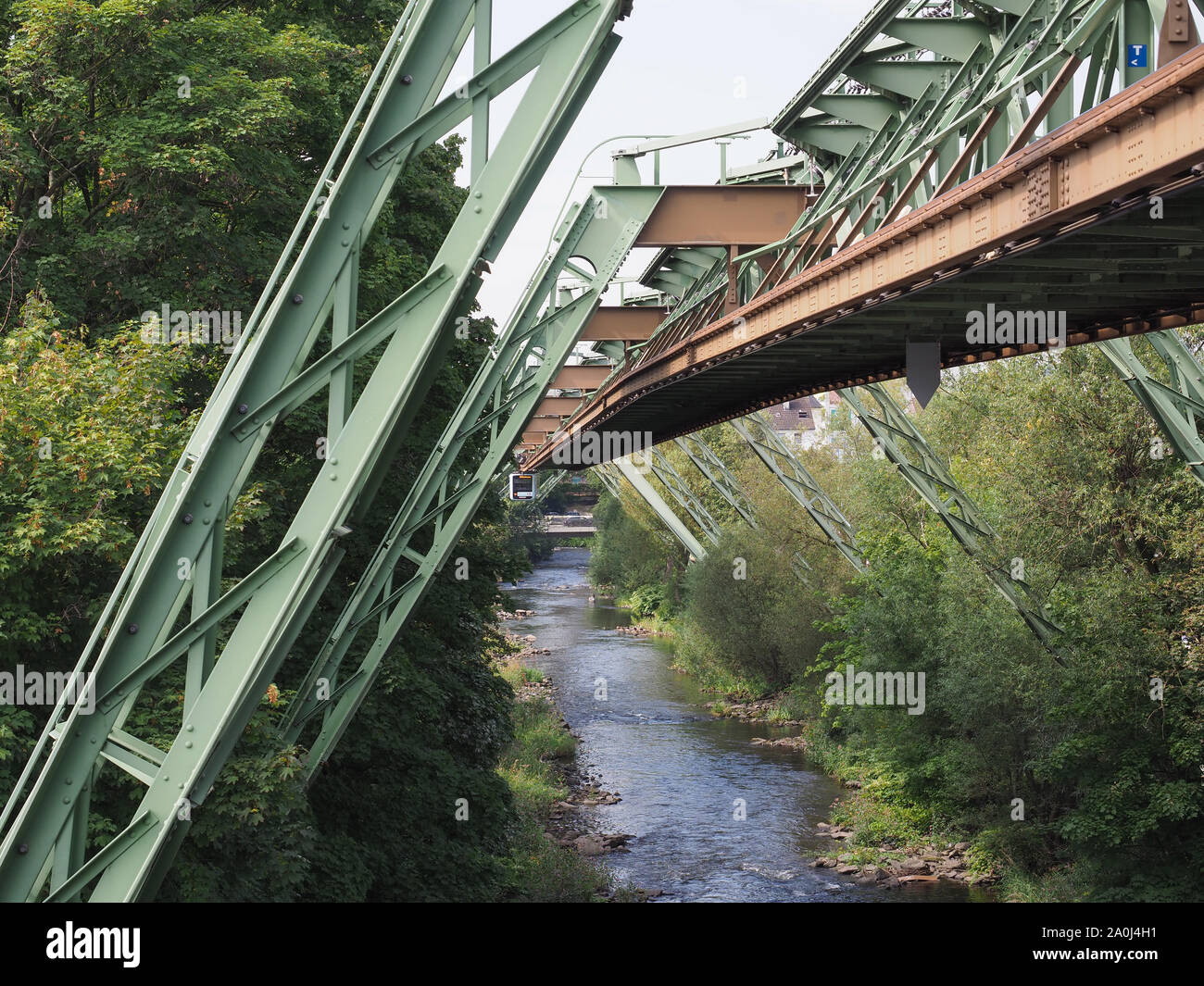 Wuppertaler Schwebebahn (meaning Wuppertal Suspension Railway) above ...
