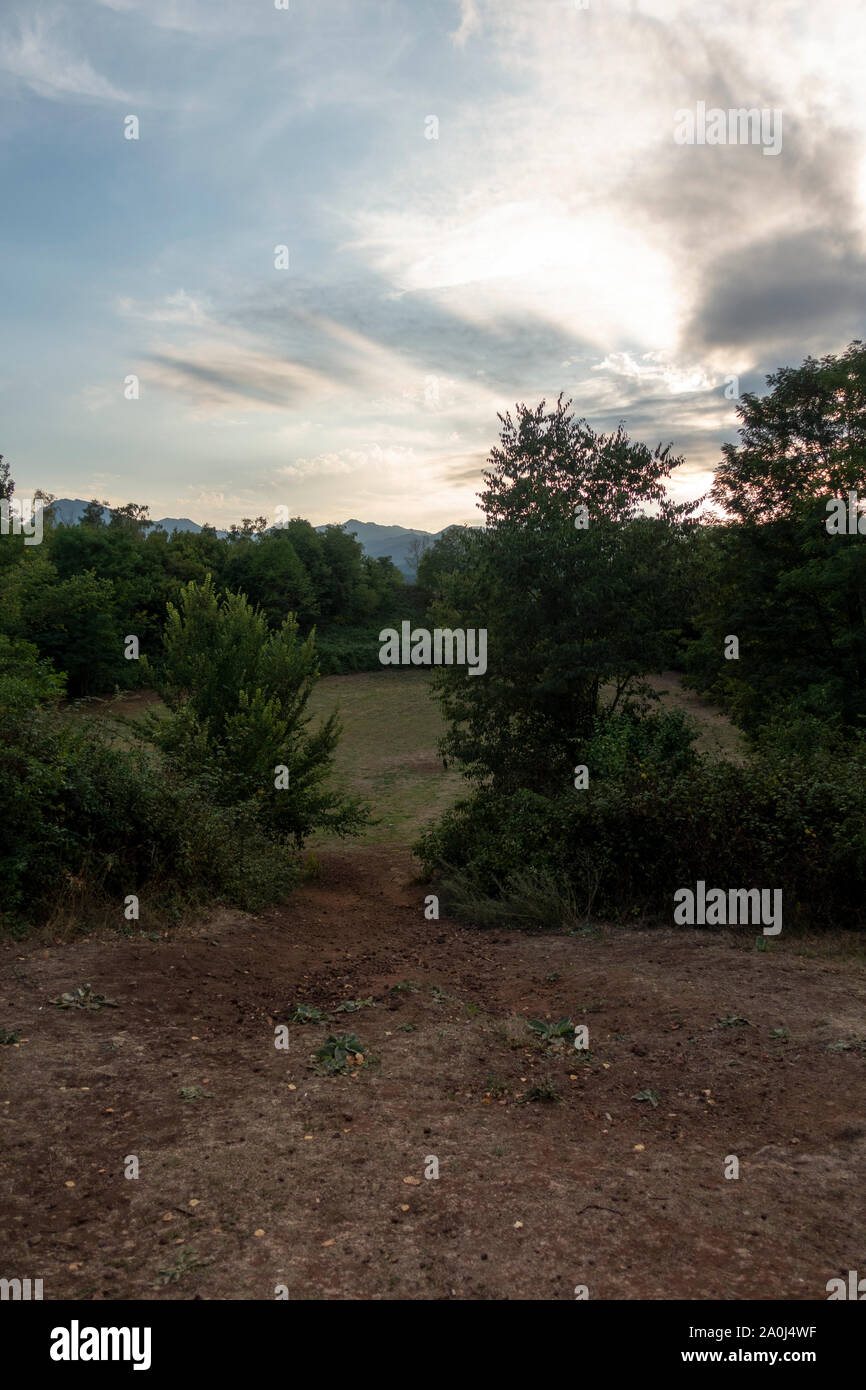 Climbing an Olot volcano in the province of Girona, Spain Stock Photo ...