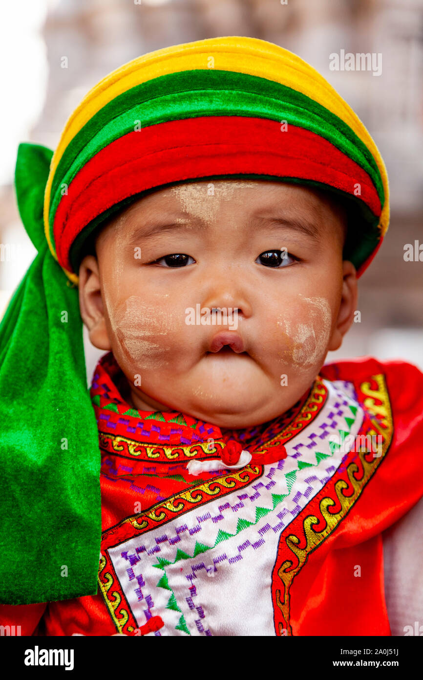 A Baby From The Shan Ethnic Group Dressed In The Colours Of The Shan ...