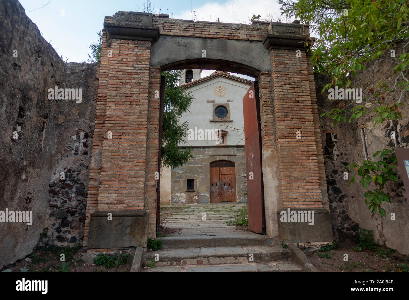 Climbing an Olot volcano in the province of Girona, Spain Stock Photo ...