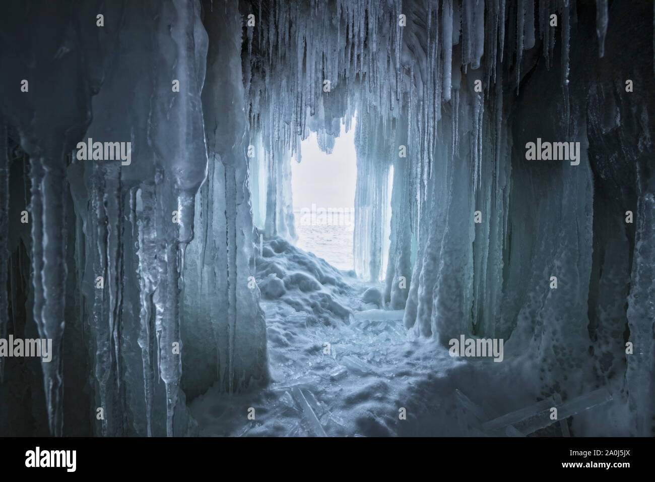 Frozen Ice Cave from Baikal Lake Stock Photo - Alamy