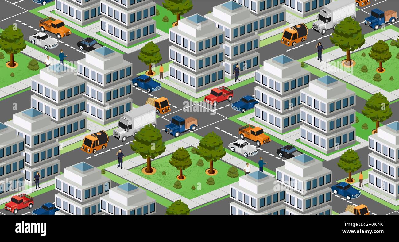 Urban isometric area Stock Vector Image & Art - Alamy