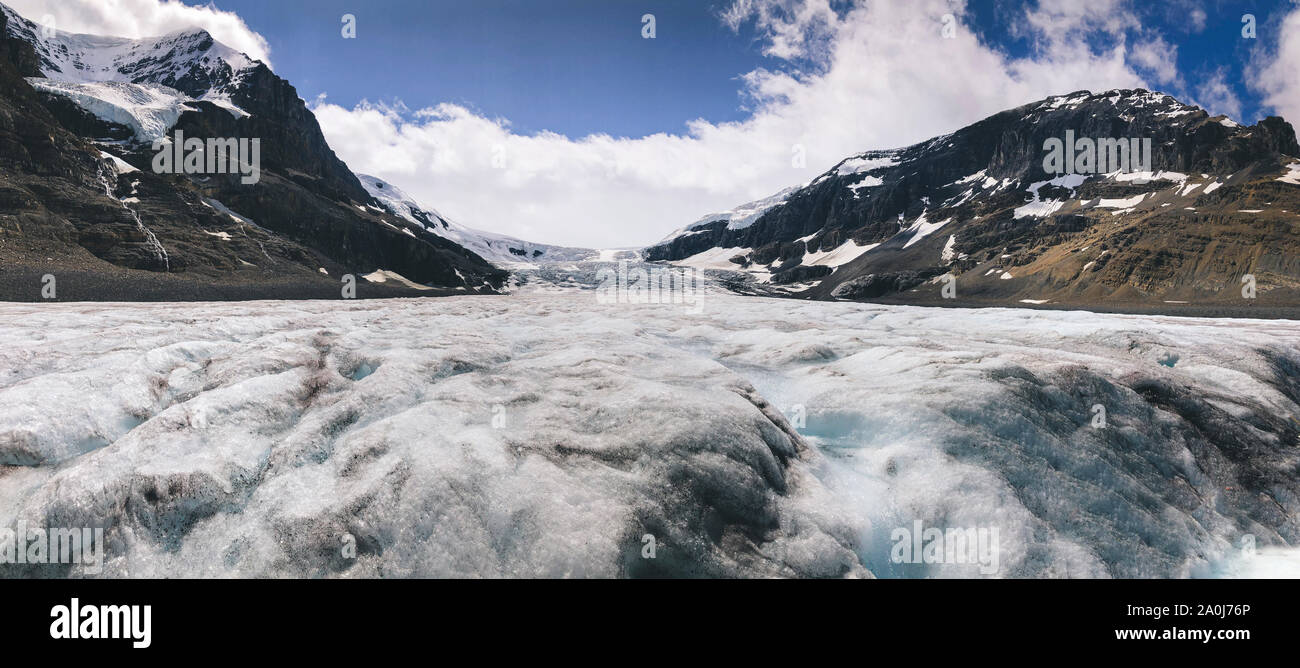 Panorama of Athabasca Glacier in Columbia Icefield, Alberta, Canada ...