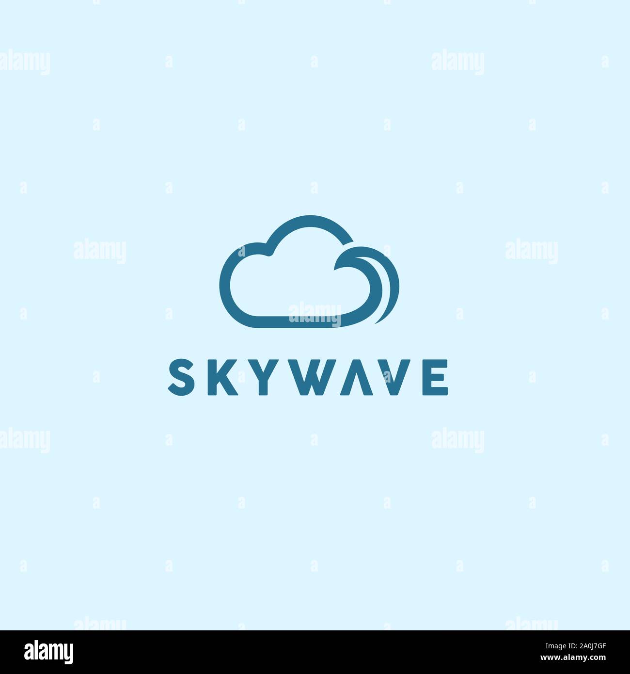 Blue Cloud Wave with Line art Simple Minimalist Modern Stock Vector ...