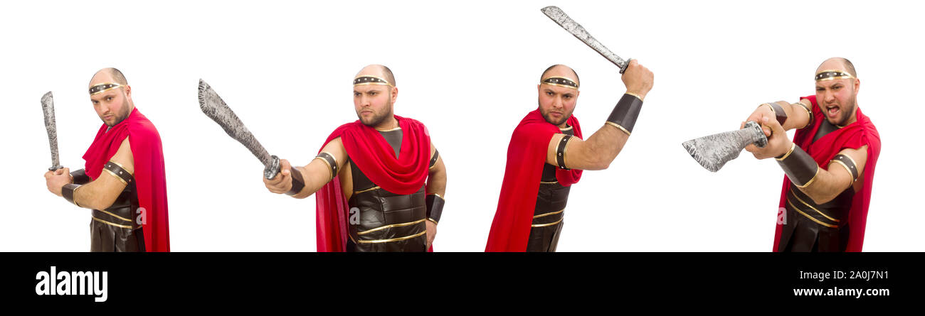 The gladiator isolated on white background Stock Photo - Alamy