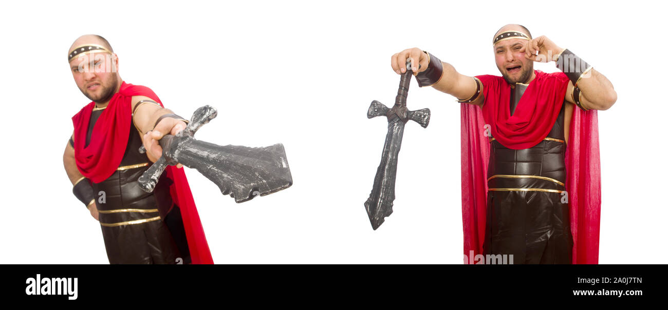 The gladiator isolated on white background Stock Photo - Alamy