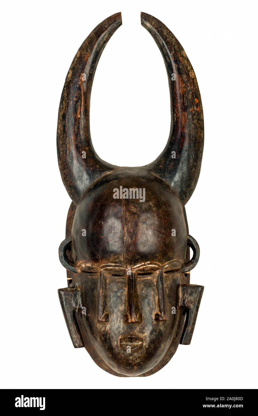 Interesting African Mask with four eyes and three noses and two horns ...