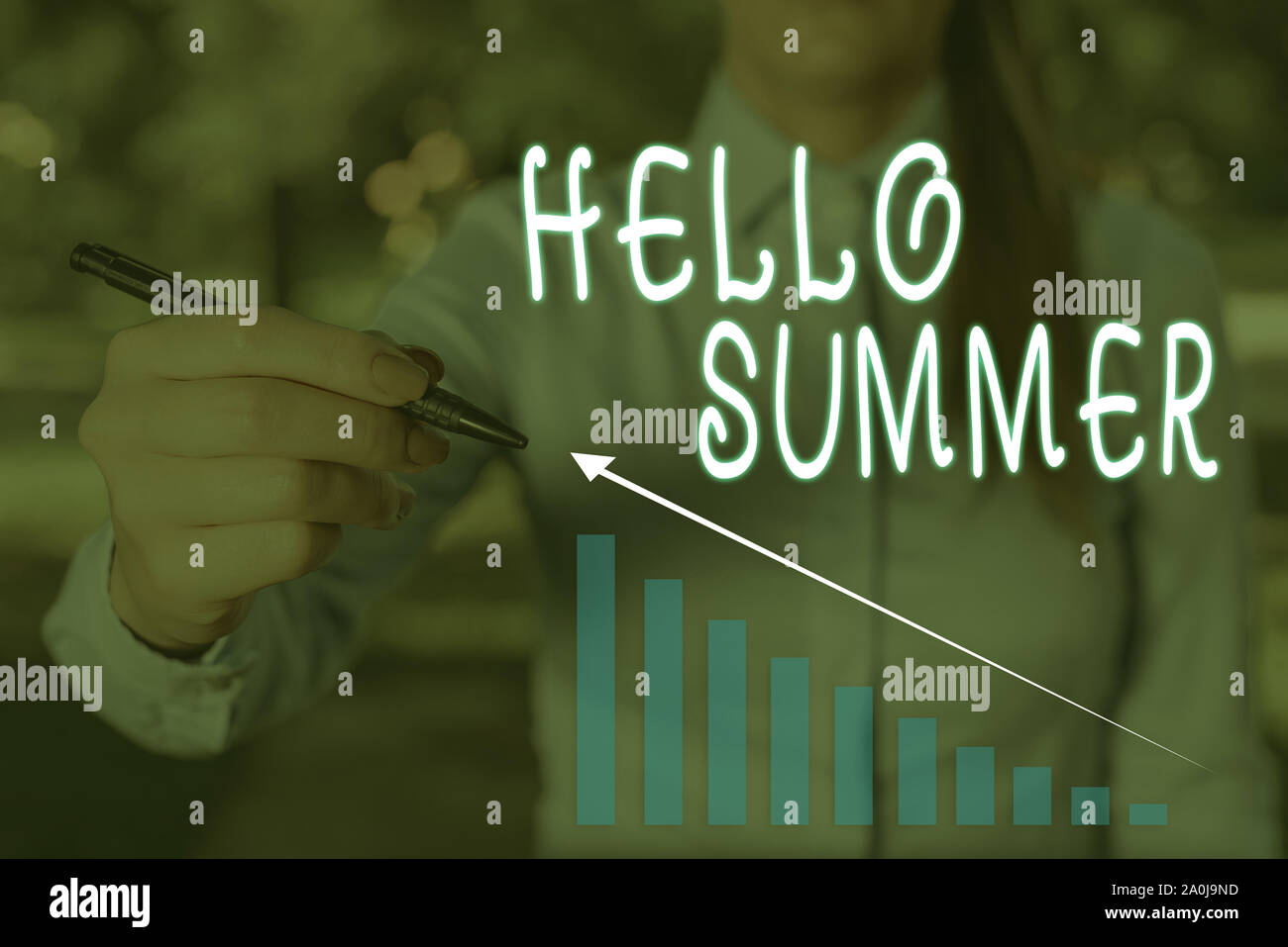 Conceptual hand writing showing Hello Summer. Concept meaning Welcoming ...