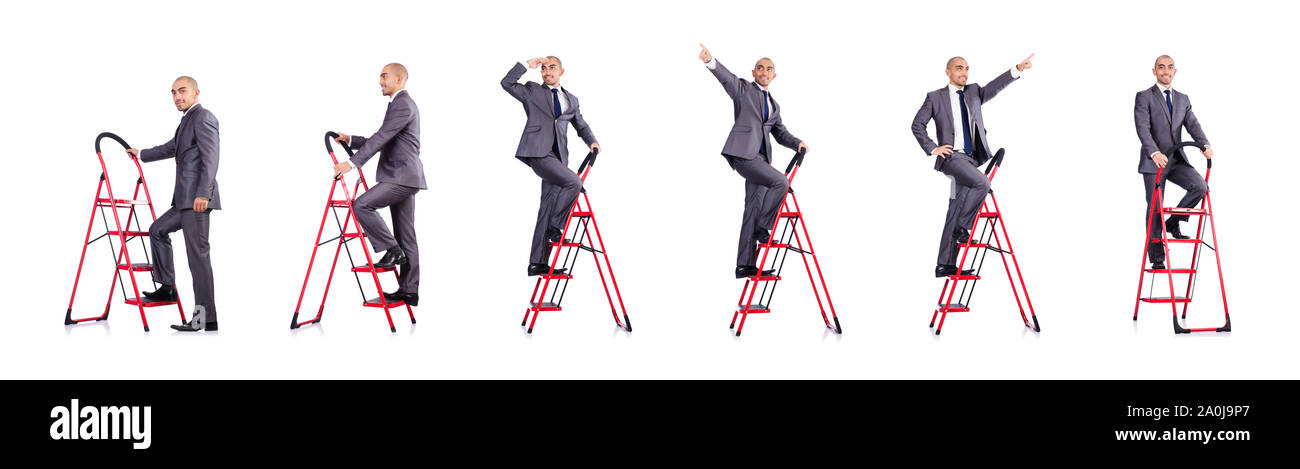 The businessman in career ladder concept Stock Photo - Alamy