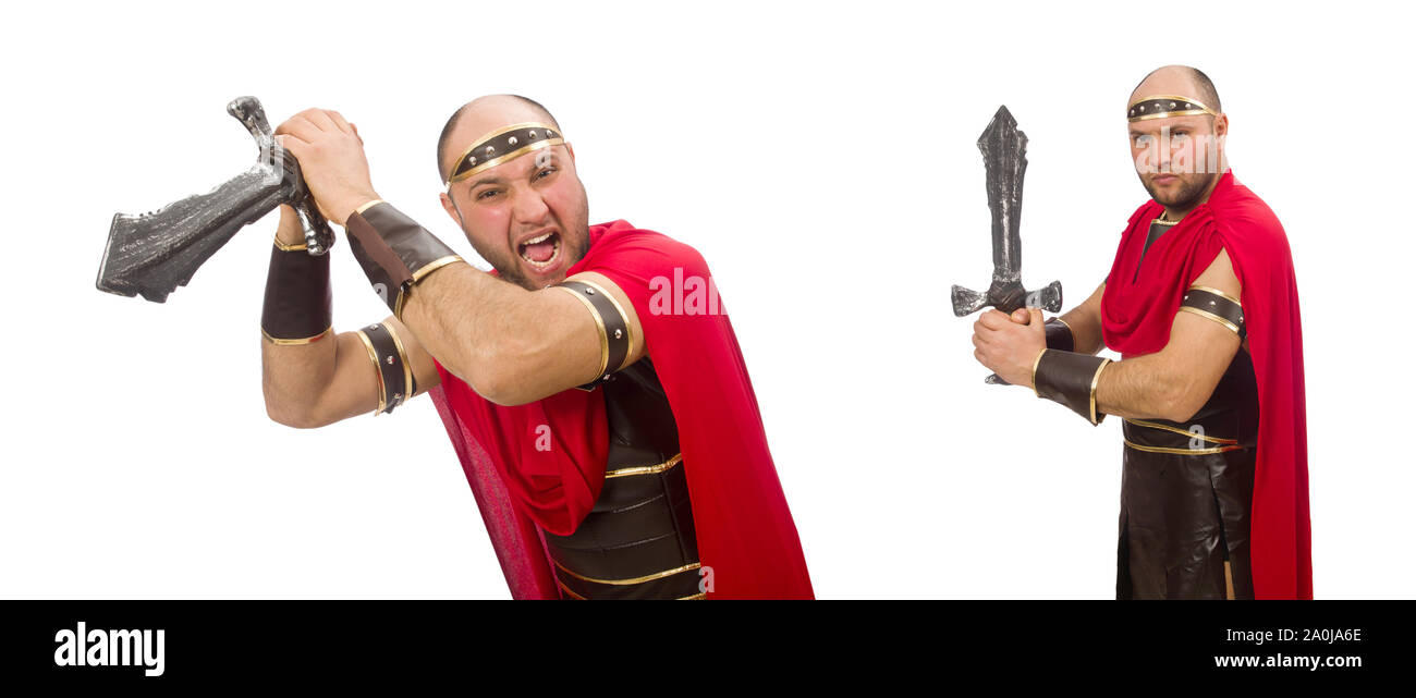 The gladiator isolated on white background Stock Photo - Alamy