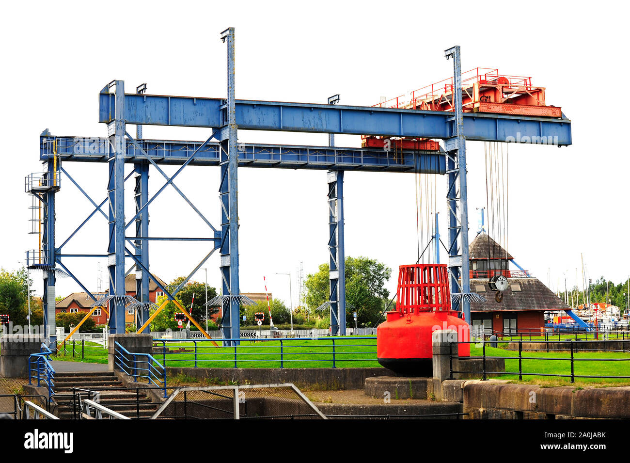 The boat crane on the side of Preston dock for loading and unloading ...