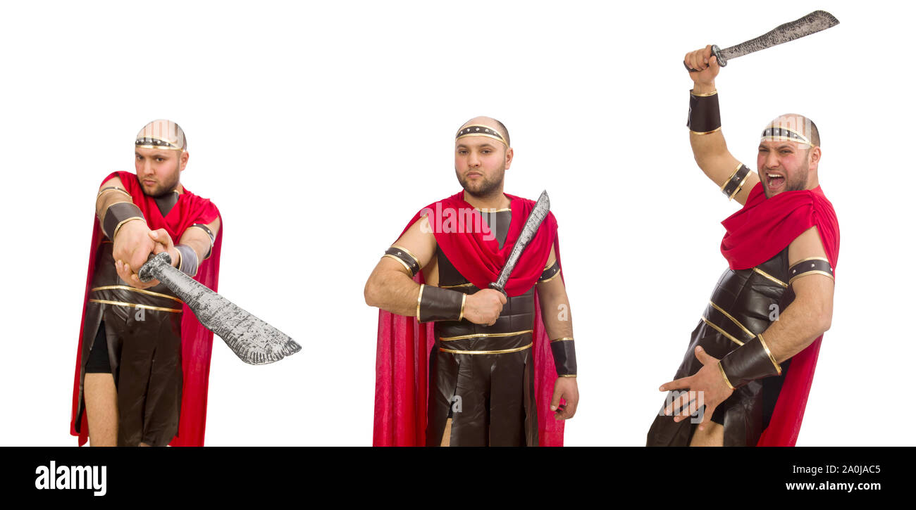 The gladiator isolated on white background Stock Photo - Alamy