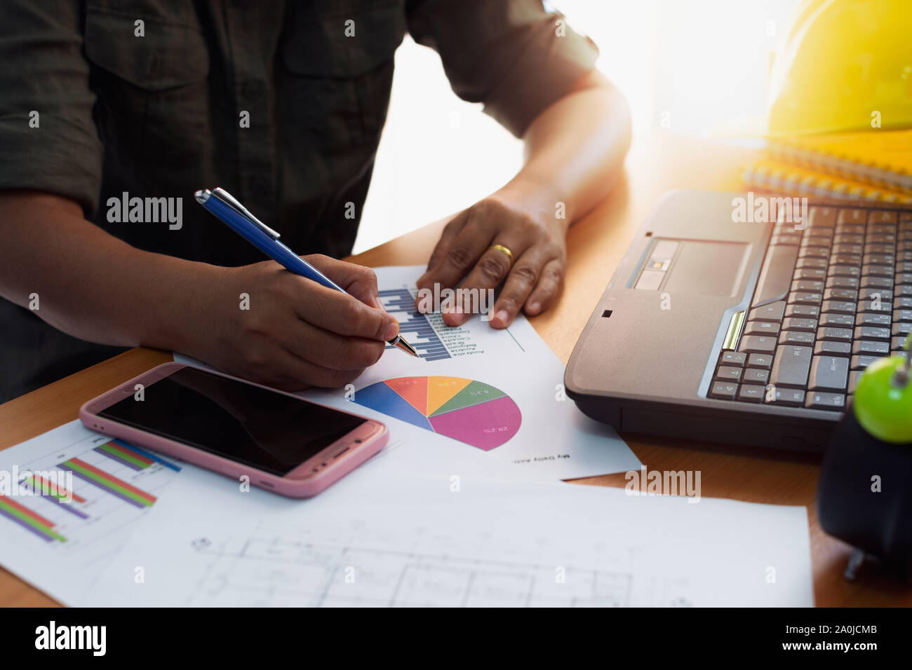 People holding a pen and working on office desk, Business concept Stock ...