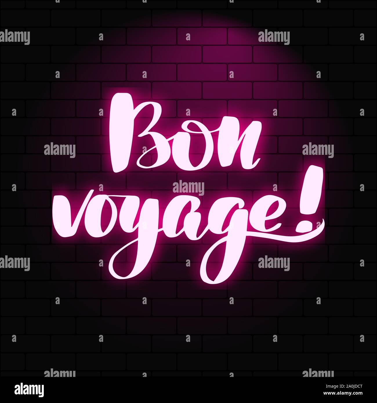 Neon glowing lettering on a brick wall background Stock Vector Image ...