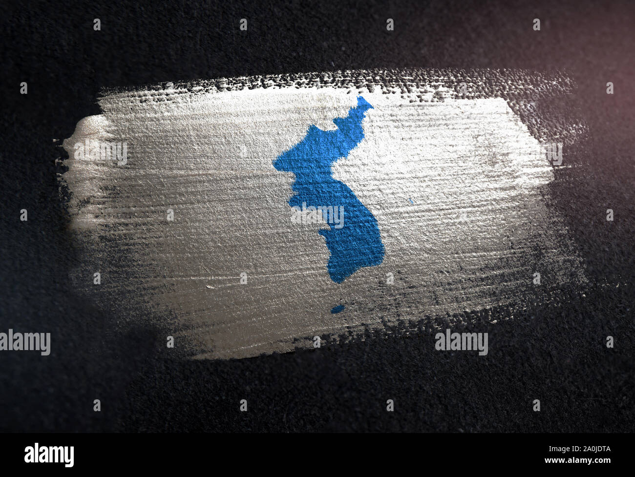 Unification Flag of Korea Flag Made of Metallic Brush Paint on Grunge ...
