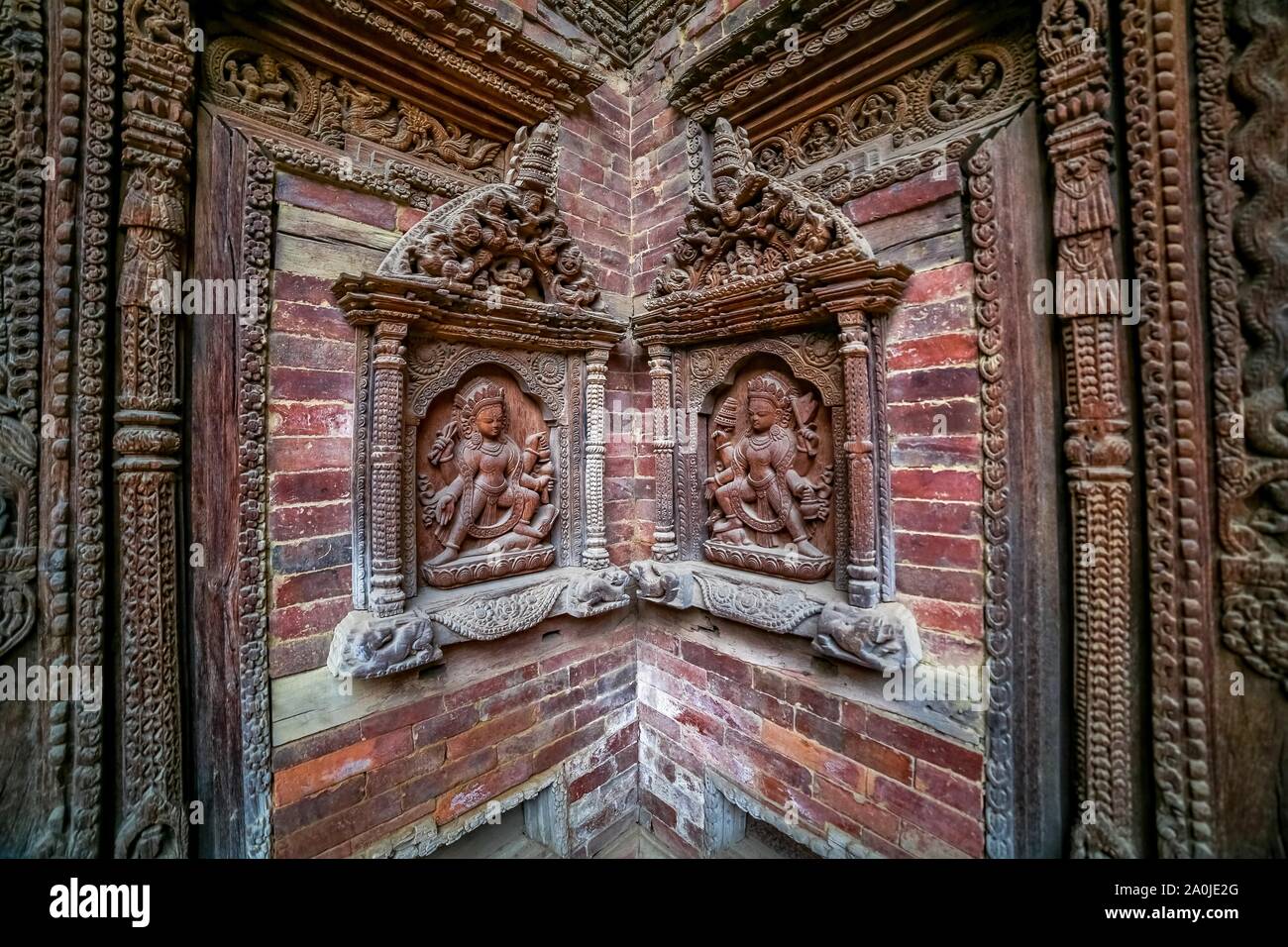 Nepalese traditional style windows, doors and wood carvings on the ...