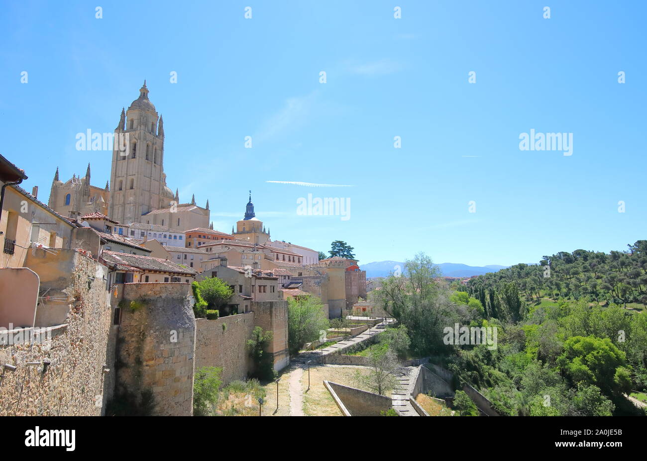 Old town cityscape and Segovia cathedral Segovia Spain Stock Photo - Alamy