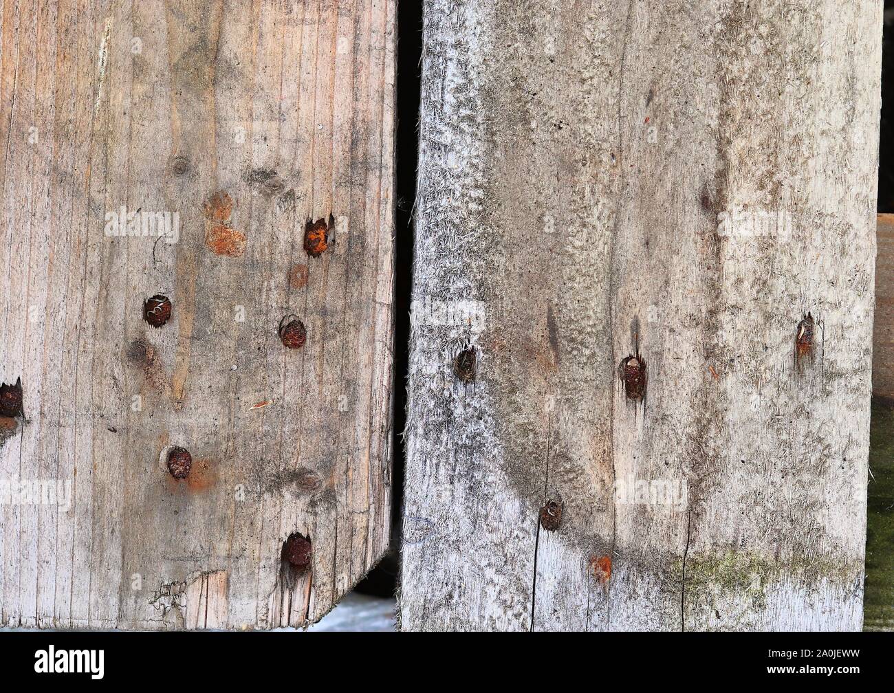 Very old wooden crates with some nails in a close up view Stock Photo ...