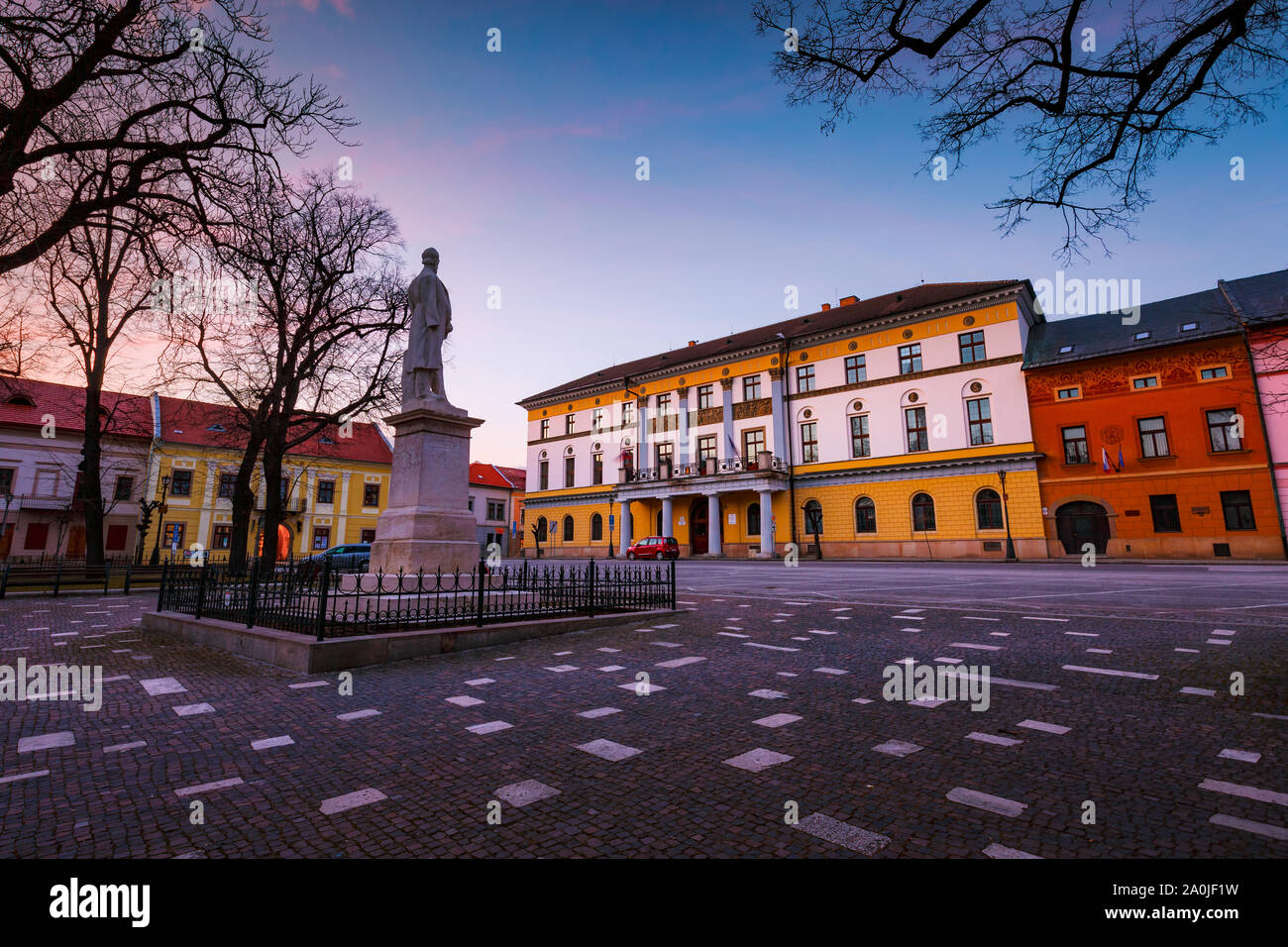 Levoca, Slovakia - March 18, 2016: Monument in front of the county ...