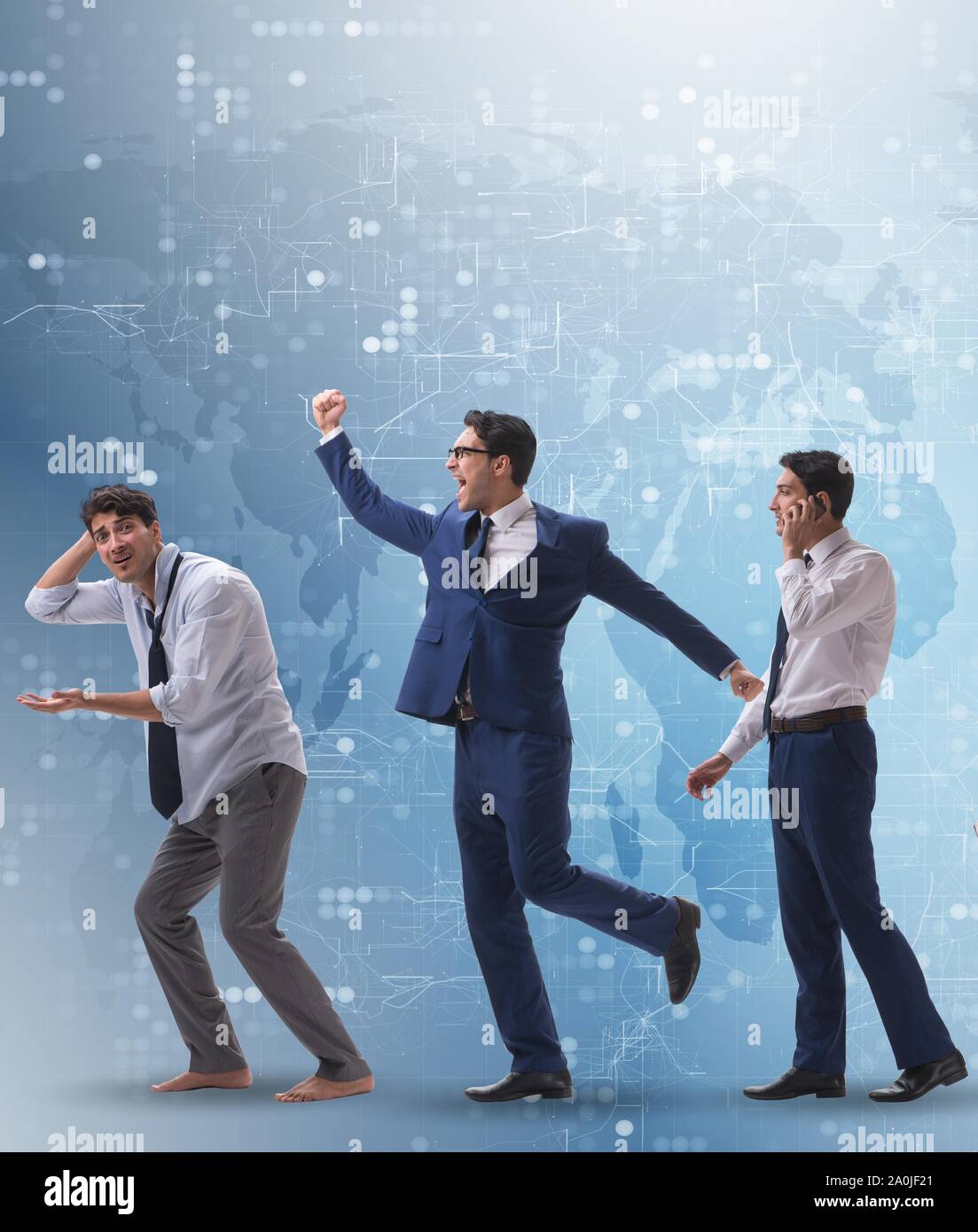 The business concept with man progressing through stages Stock Photo ...