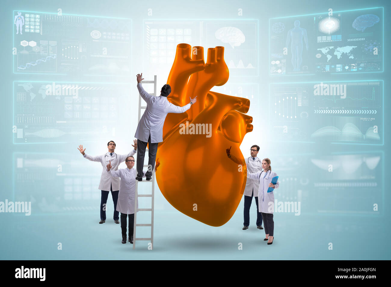 The heart examination by a team of doctors Stock Photo - Alamy