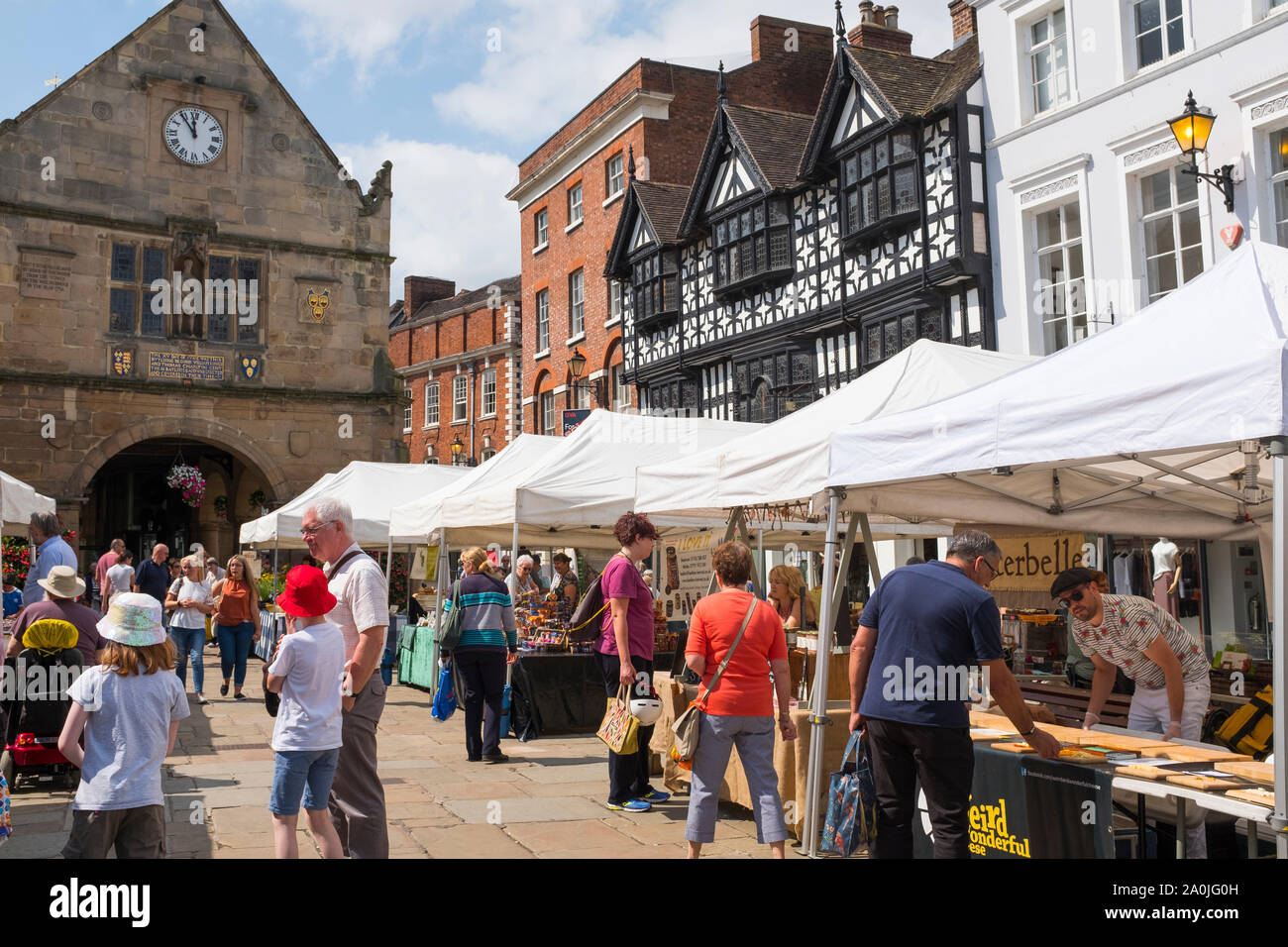 Market stalls in The Square, Shrewsbury, Shropshire, England, UK Stock ...