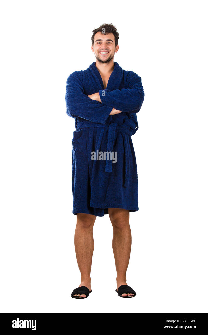 bathrobe, man, isolated, white, cheerful, background, person, adult ...