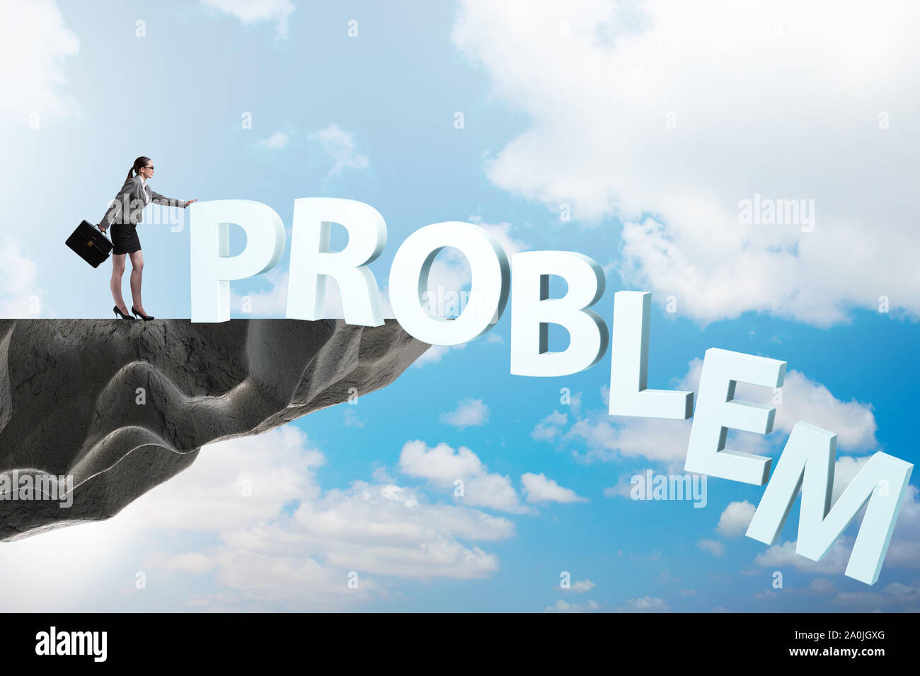 The businesswoman in problem solving concept Stock Photo - Alamy