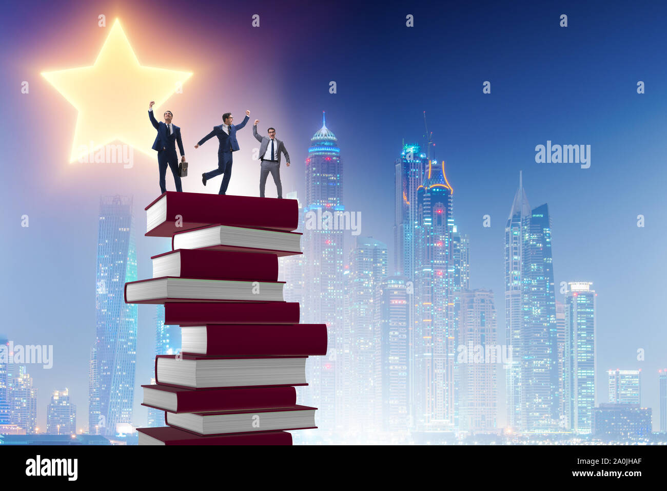 The business education concept with businessman and books Stock Photo ...