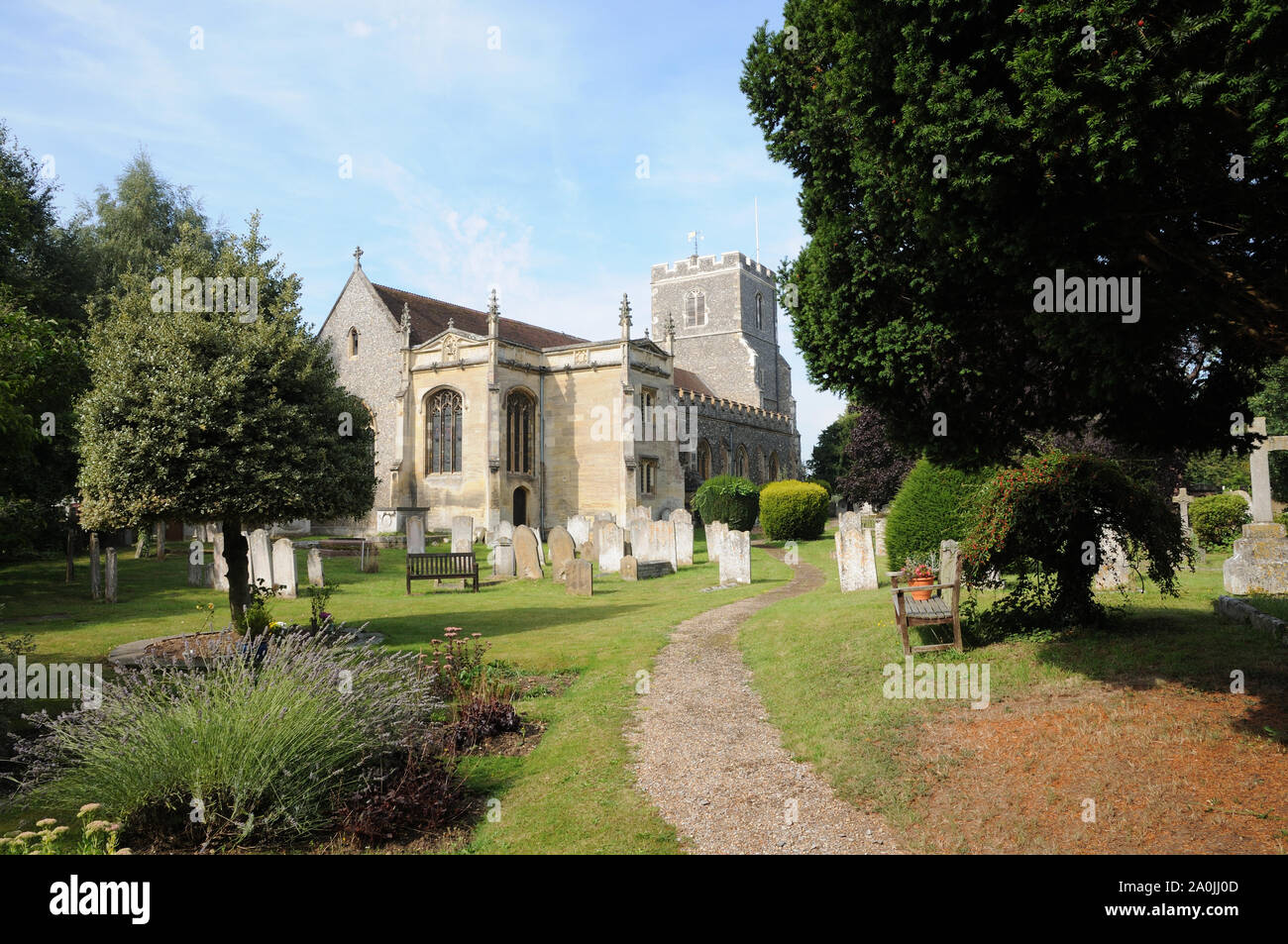 St Augustines church, Broxbourne, Hertfordshire. The tall tower has an ...