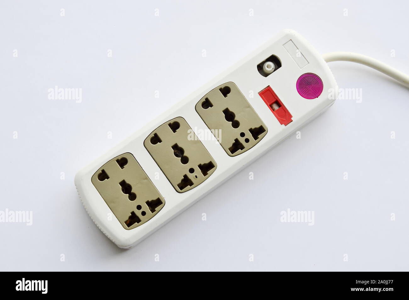 plug socket with variety hole on white background Stock Photo - Alamy