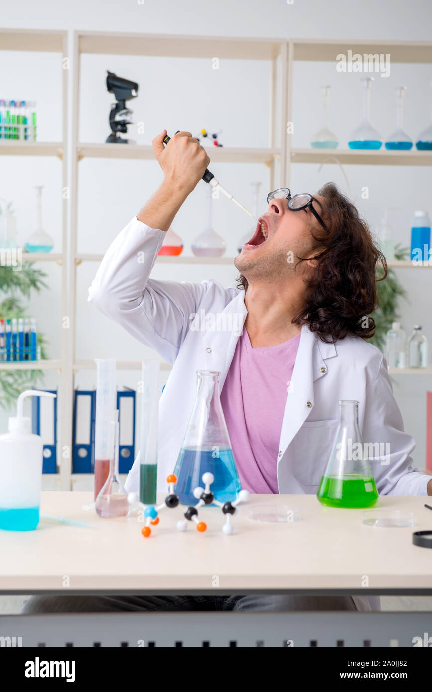 Funny male chemist working hi-res stock photography and images - Alamy