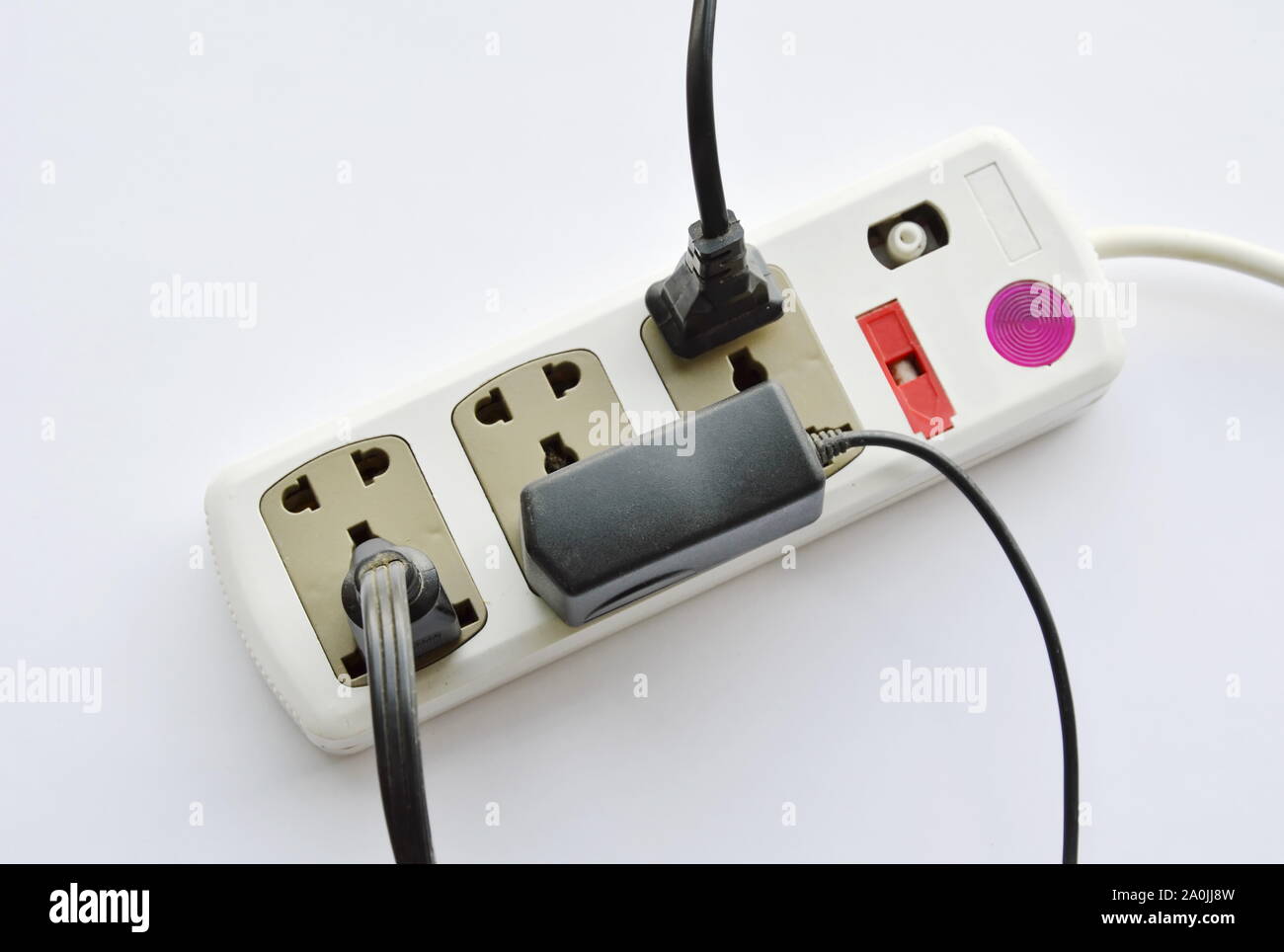 plug in socket with assorted hole on white background Stock Photo - Alamy