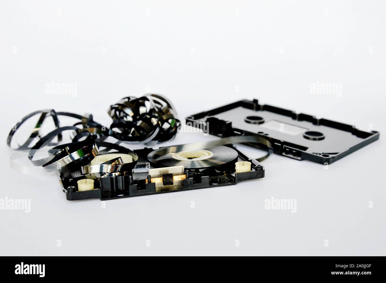 audio cassette tape separate parts on white background Stock Photo - Alamy