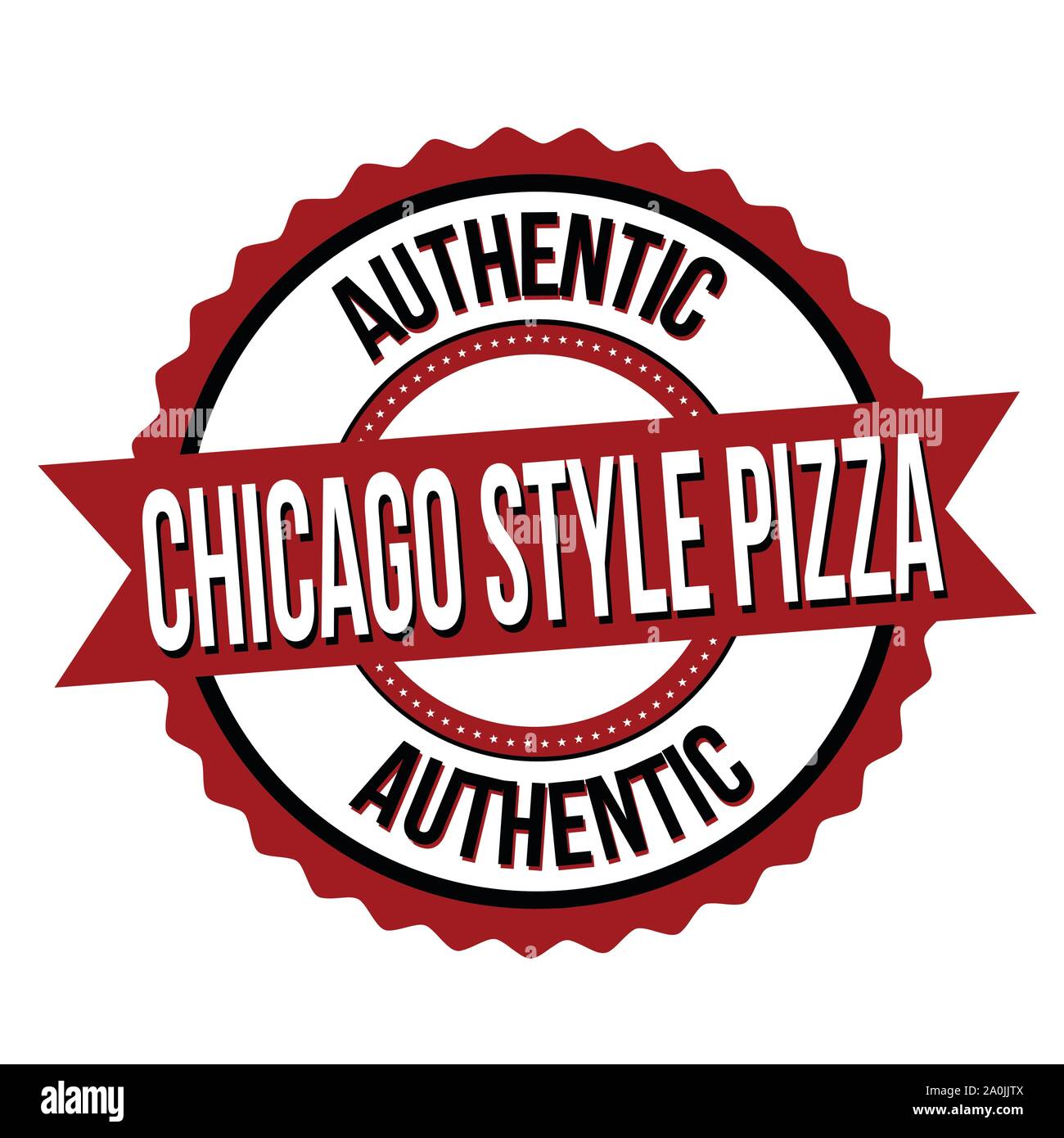 Chicago style pizza label or sticker on white background, vector ...