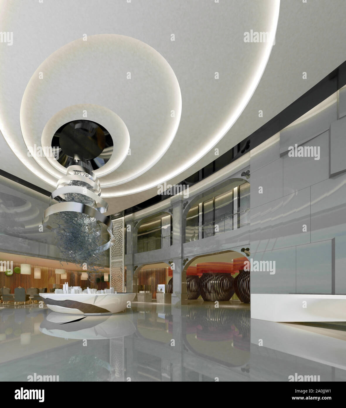 3d render hotel reception and lobby Stock Photo - Alamy