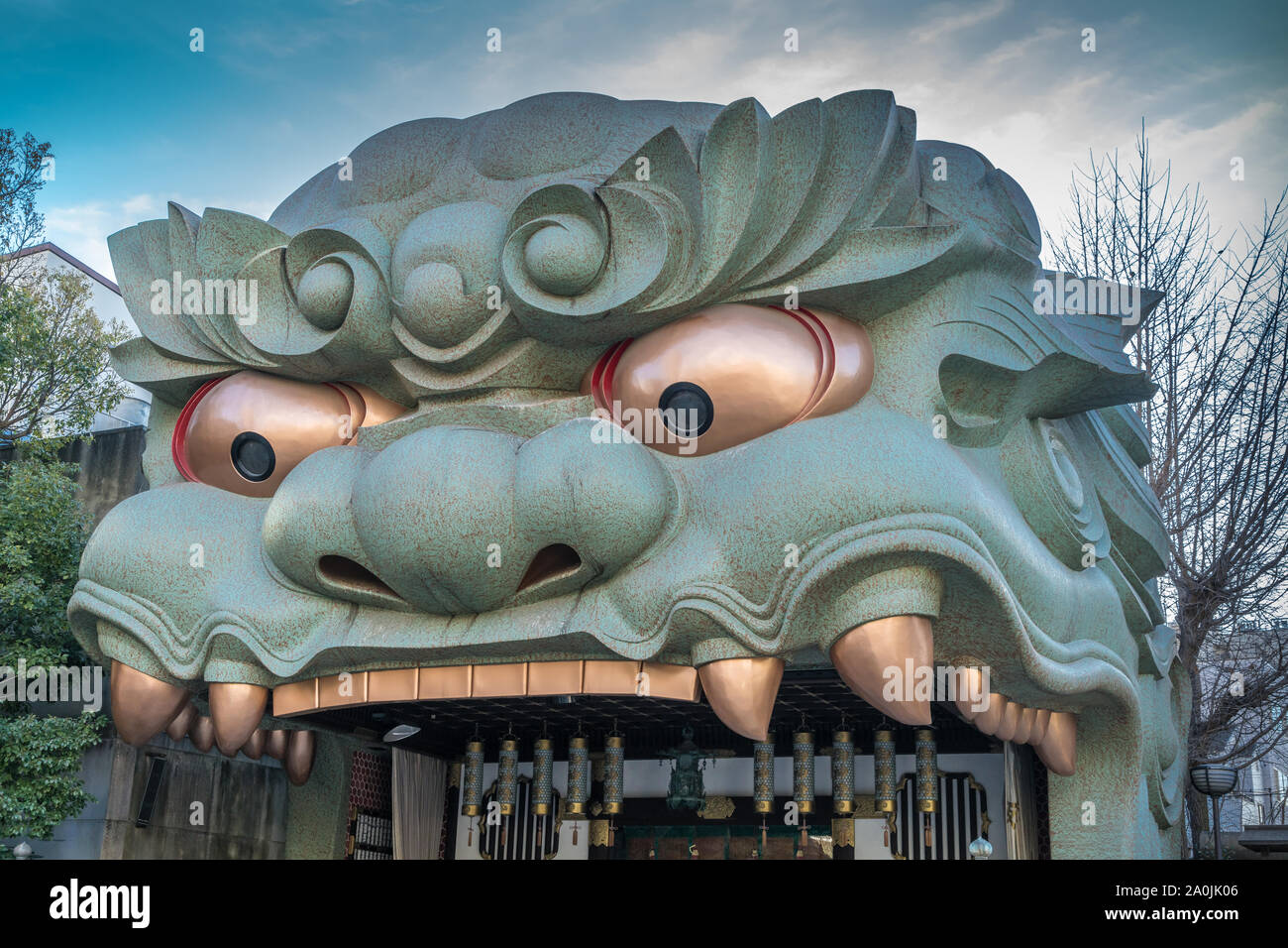 Ema-Den Lion shaped hall of Namba yasaka Jinja. Shinto shrine dedicated to Susanoo no Mikoto ...