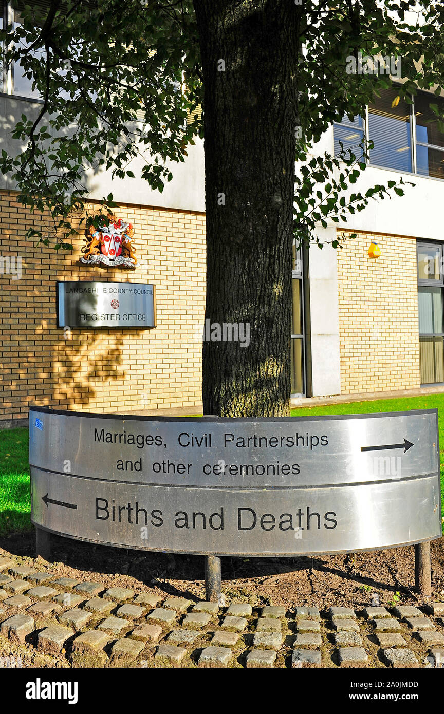 Exterior of Lancashire County Council register office Stock Photo - Alamy