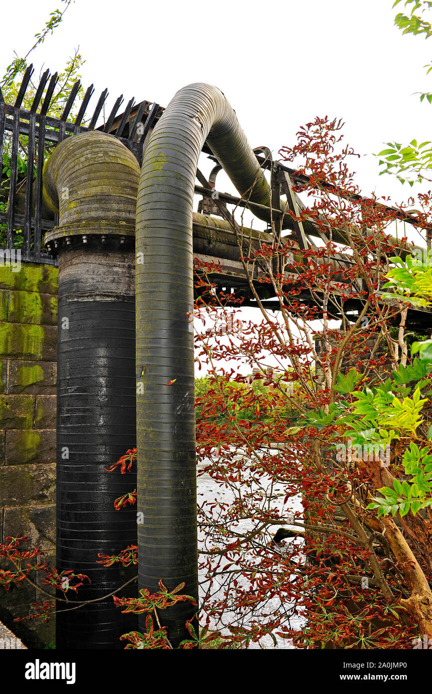 Utility pipes crossing over the River Ribble at Preston Stock Photo - Alamy